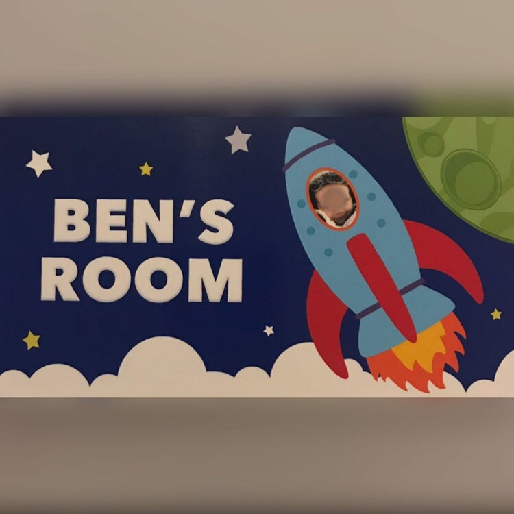 Personalised Wooden Door Signs for Your Home: Space Theme - Etsy UK