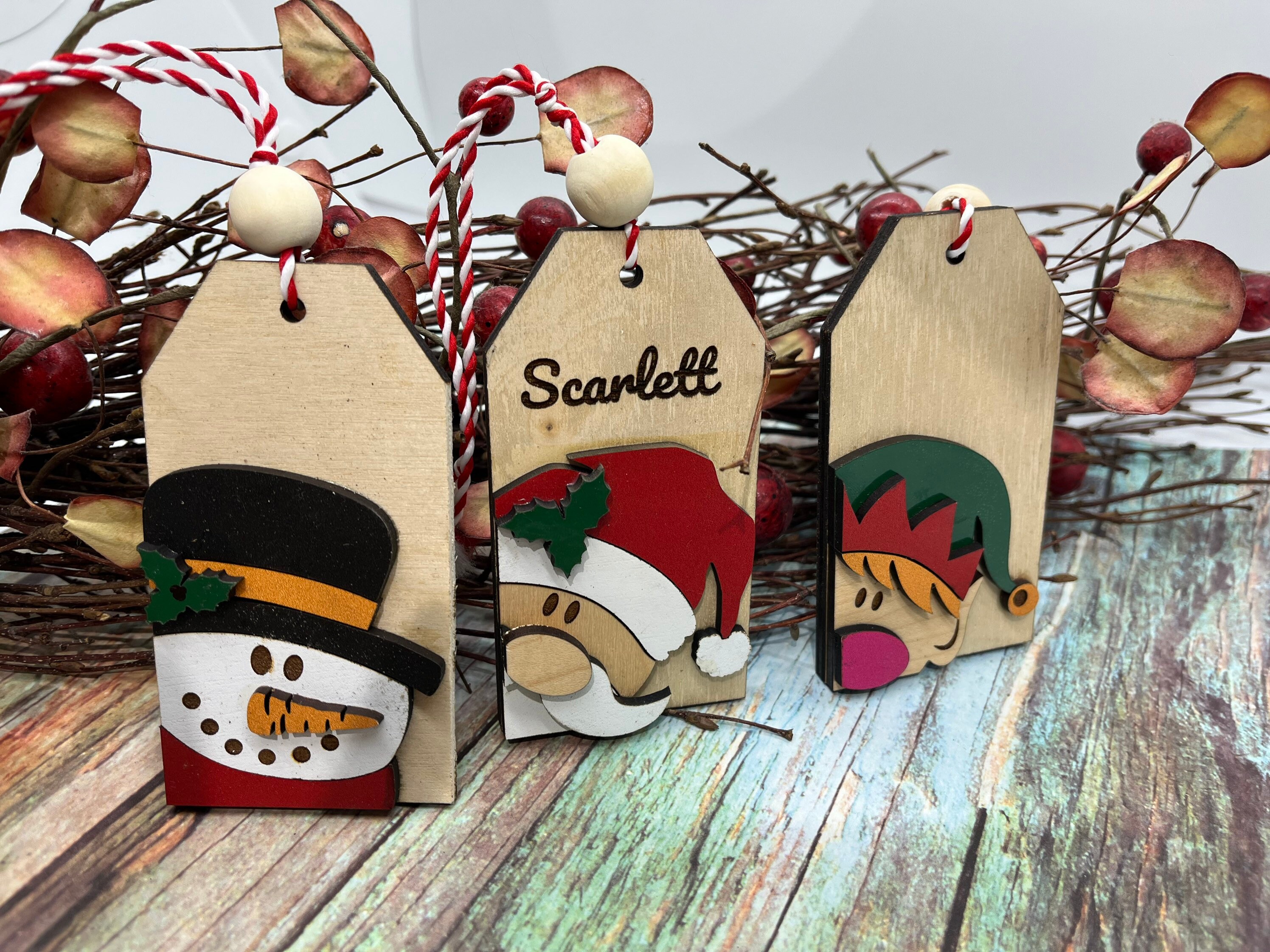 Personalized Christmas Tags, Elf Tag, Gnome Tag, Santa Tag, Snowman Tag ...