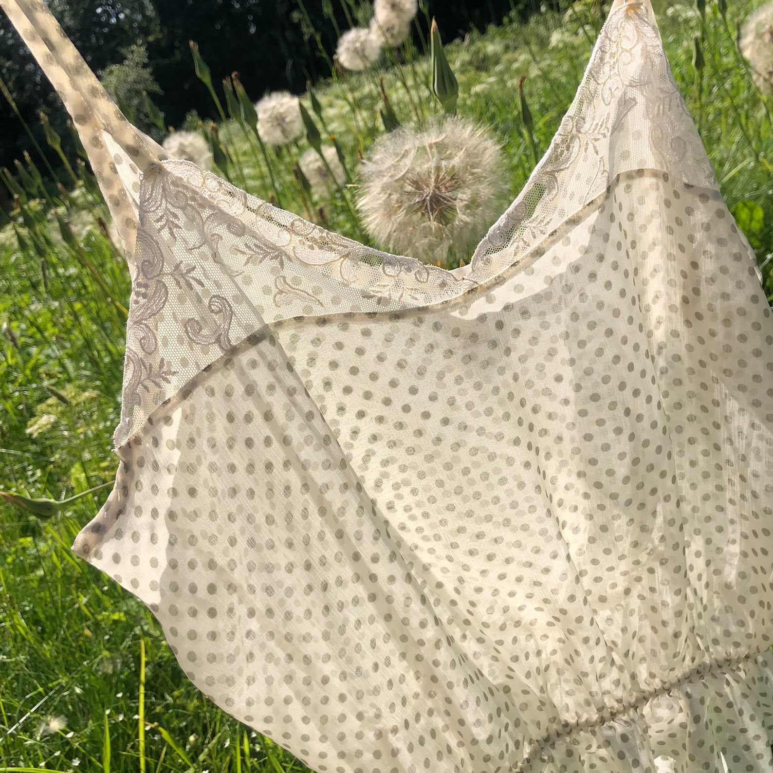 Swiss Vintage Hanro of Switzerland Lace Dotted See Through Camisole Top ...
