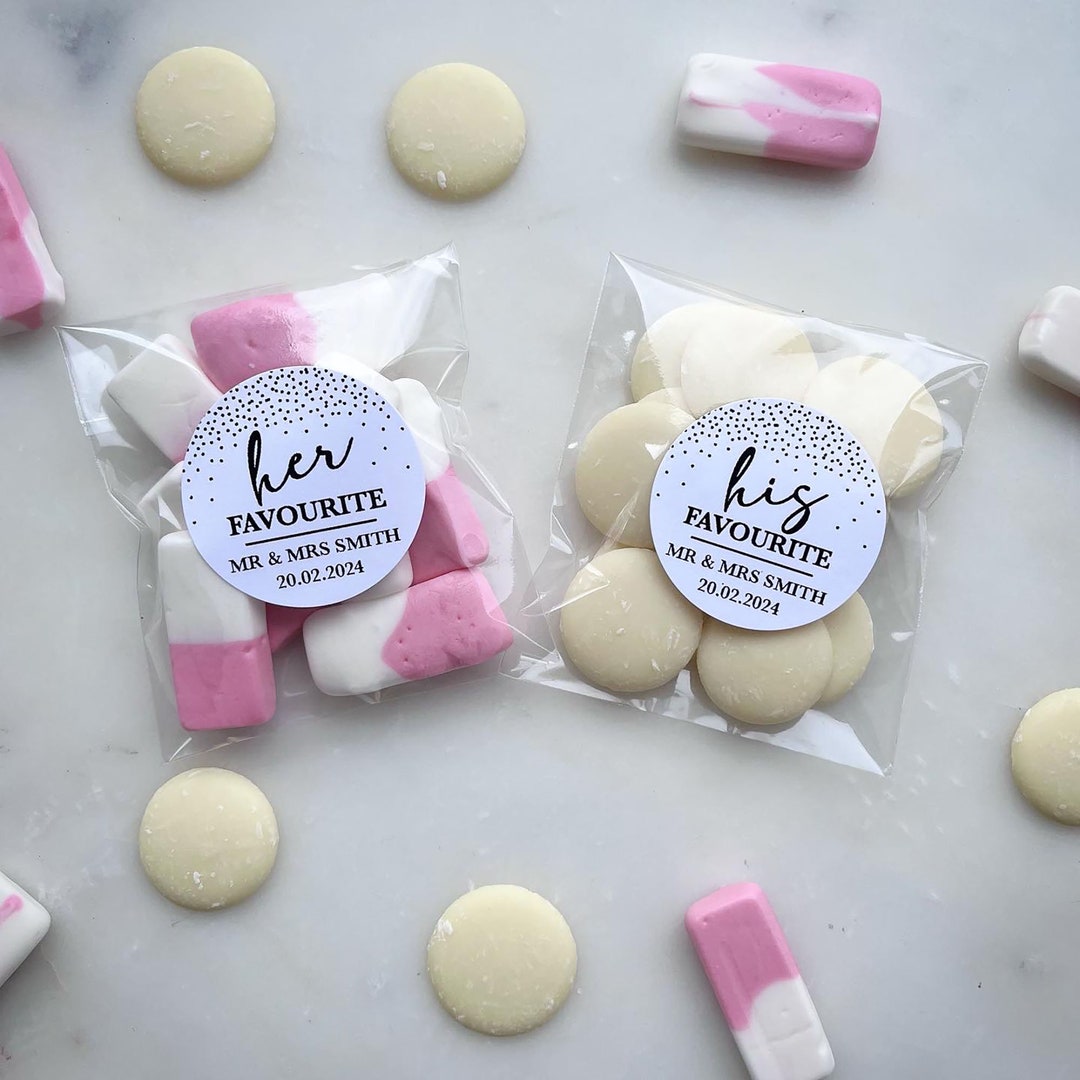 Fill Your Own Wedding Favours // His & Her Favourite // Gold Foiled ...