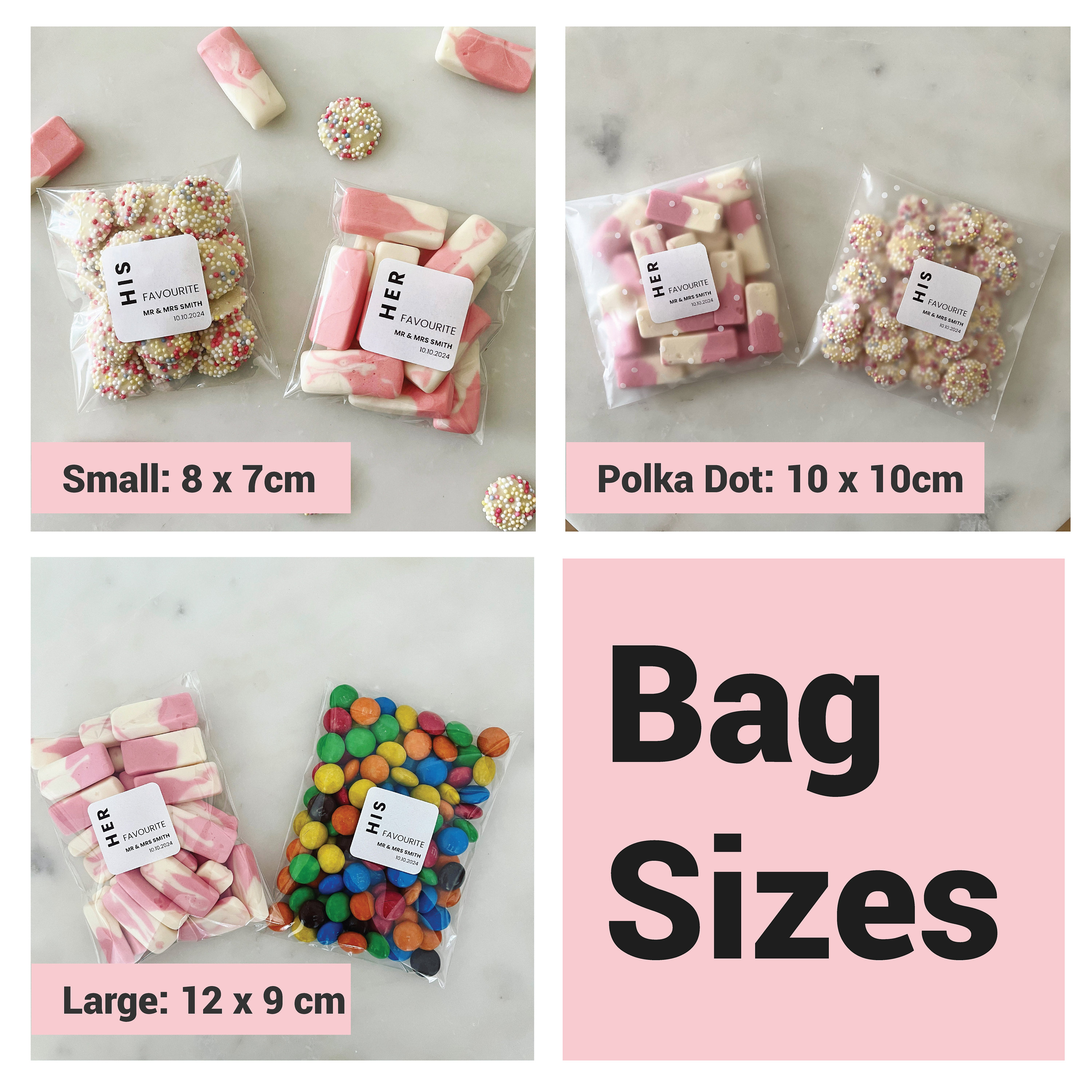 Personalised Wedding Favour Bags: His & Hers Sweets - Etsy UK