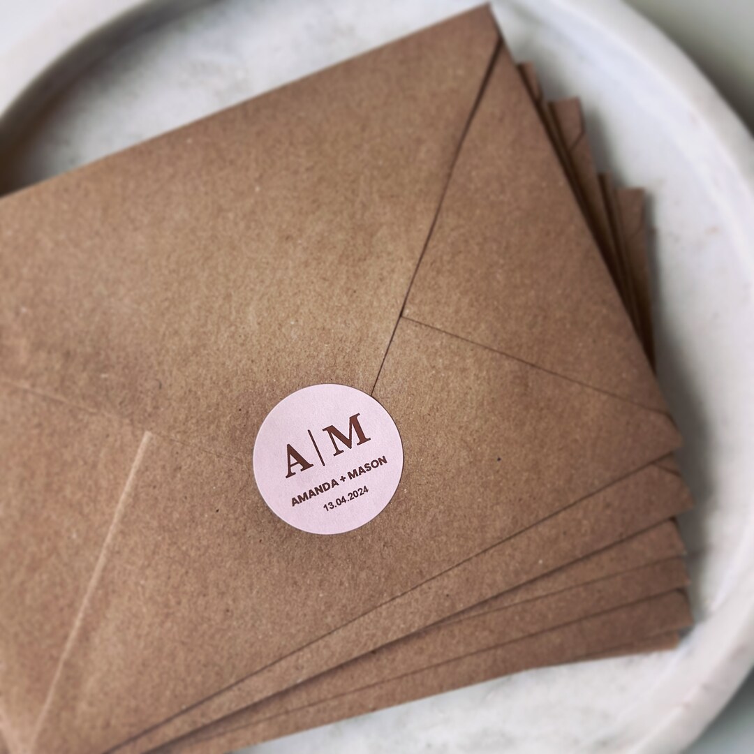 Wedding Envelope Seals // Monogram Stickers // Personalised Stickers ...