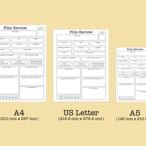 Printable Film Review, Movie Review in A4, A5, Letter - Etsy
