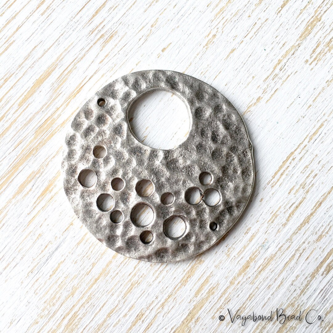Pewter Moonscape Pendant or Link 36mm / 1pc, Silver Toned Moon Pendant ...