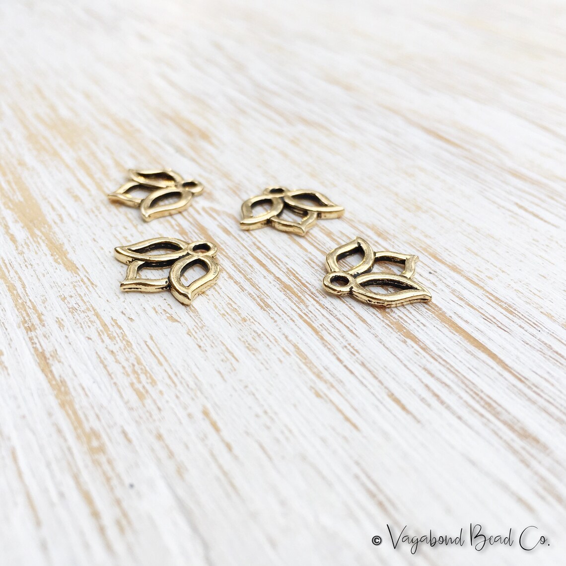 22k Gold Lotus Charm 13mm / 4pc Gold Plated Lotus Bead | Etsy