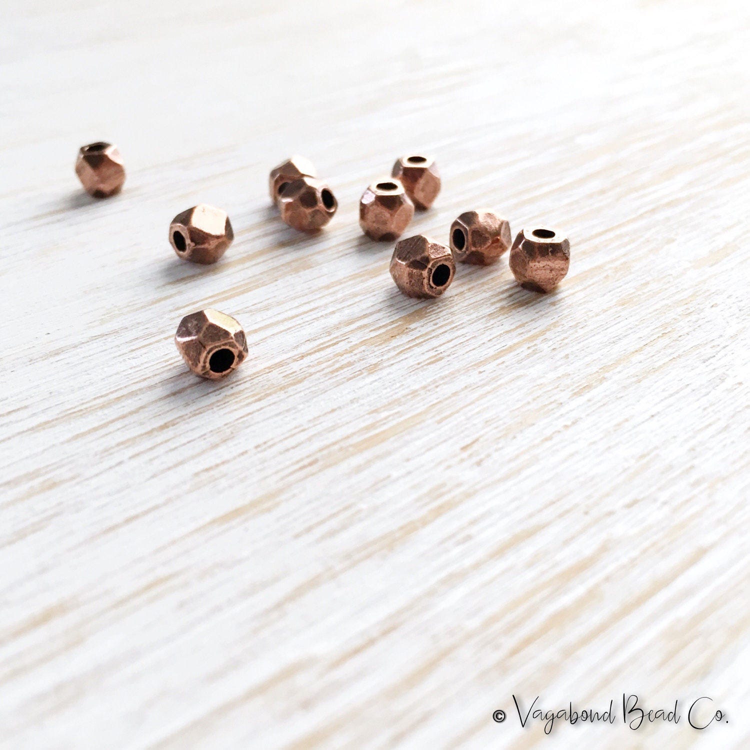 Small Faceted Antique Copper Metal Bead 6mm / 5pc Rustic - Etsy