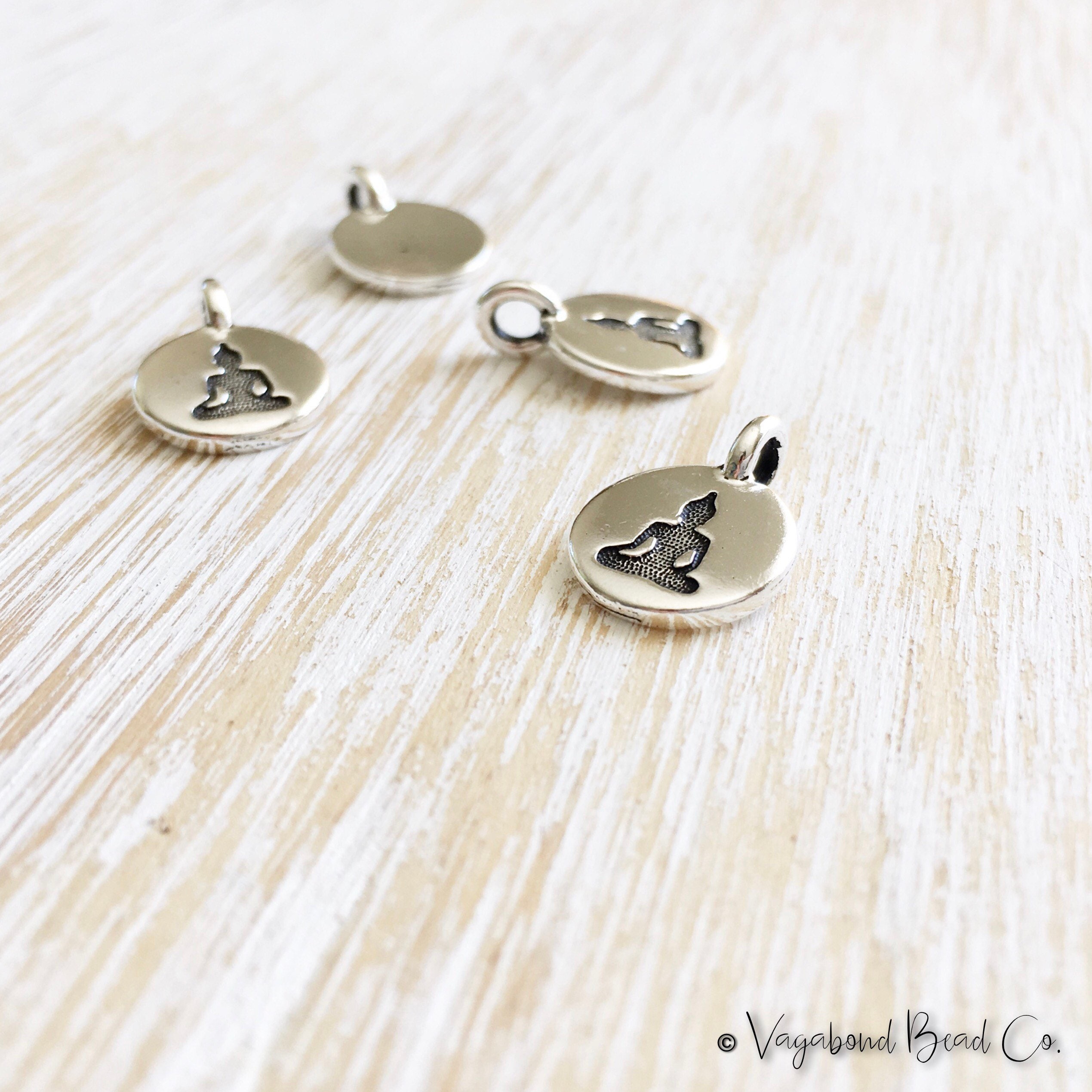 Fine Silver Plated Buddha Charm by Tierracast 16mm / 4pc, Sitting ...