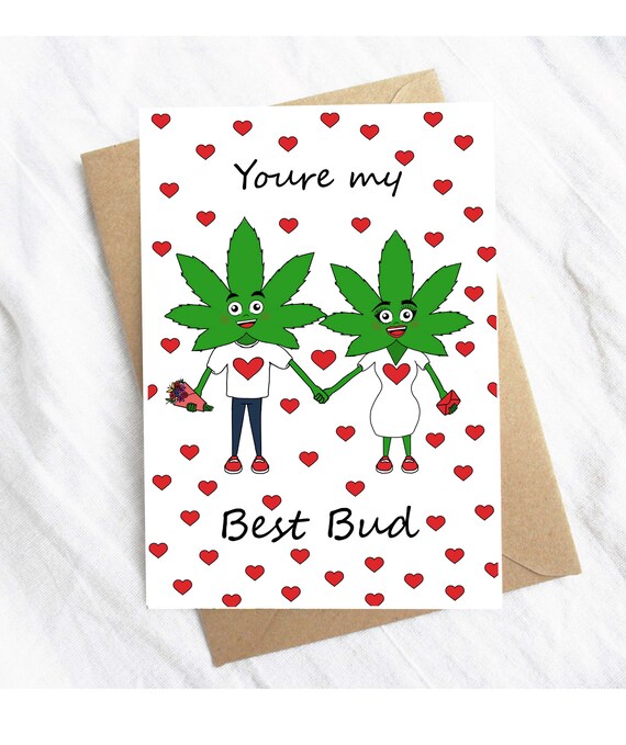 You're My Best Bud Cannabis Valentines Day Card | Etsy
