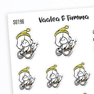Sledding Planner Stickers, Ensi - S0196, Winter Planner Stickers, Cute ...