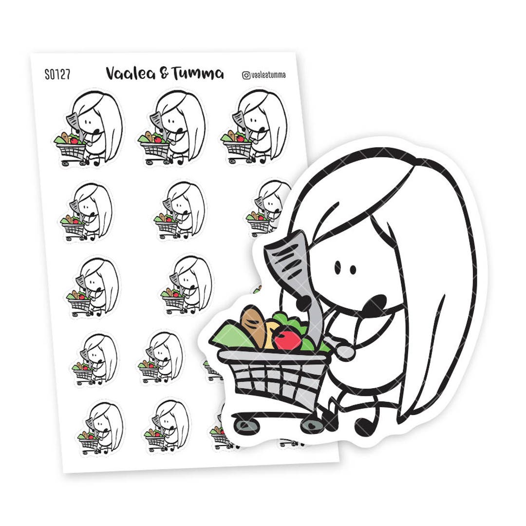 Grocery Basket Planner Stickers – Hand-drawn Food Shopping Stickers - Etsy