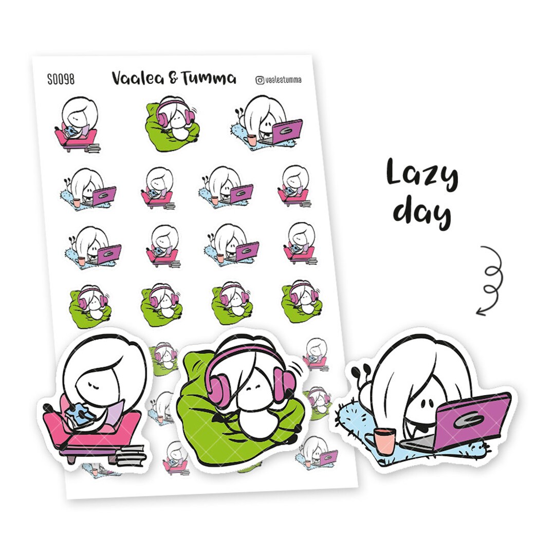 Planner Stickers Ensi - Lazy Day, S0098, Cute Stickers, Relax Stickers ...