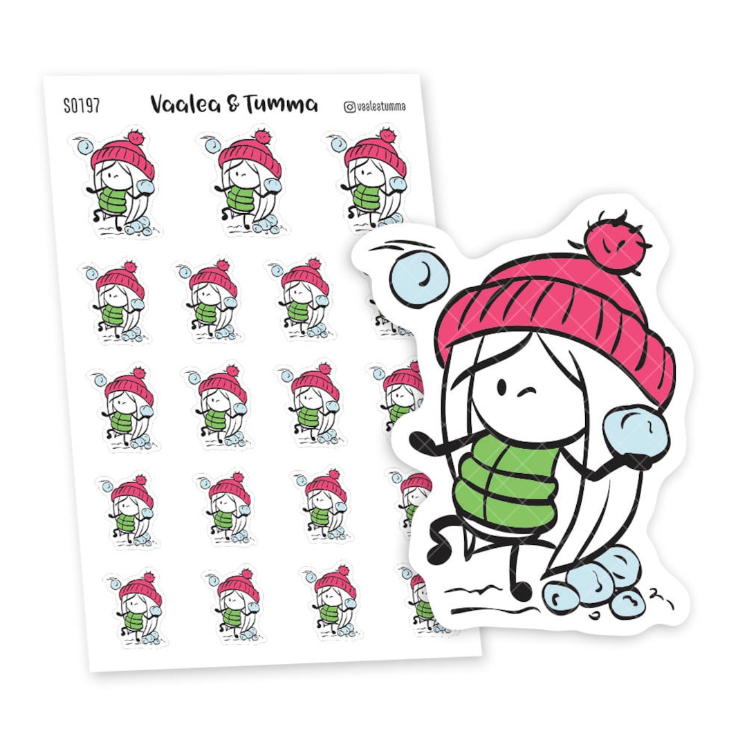 Snowball Fight Planner Stickers, Ensi - S0197, Winter Planner Stickers ...