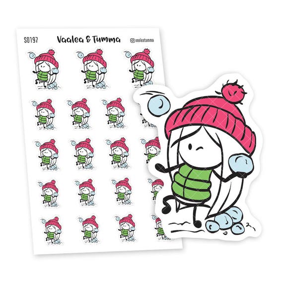 Snowball Fight Planner Stickers Ensi S0197 Winter Planner | Etsy