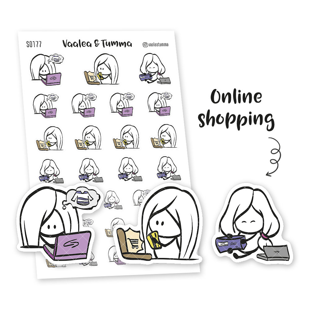 Online Shopping Planner Stickers Ensi S0177 Shopaholic | Etsy