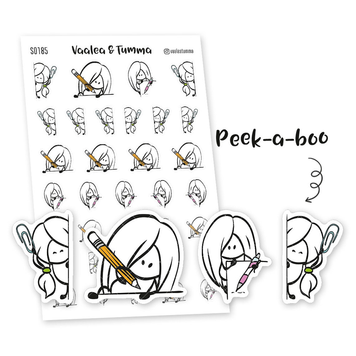 Peek-a-boo planner sticker Ensi S0185 Peekaboo stickers | Etsy