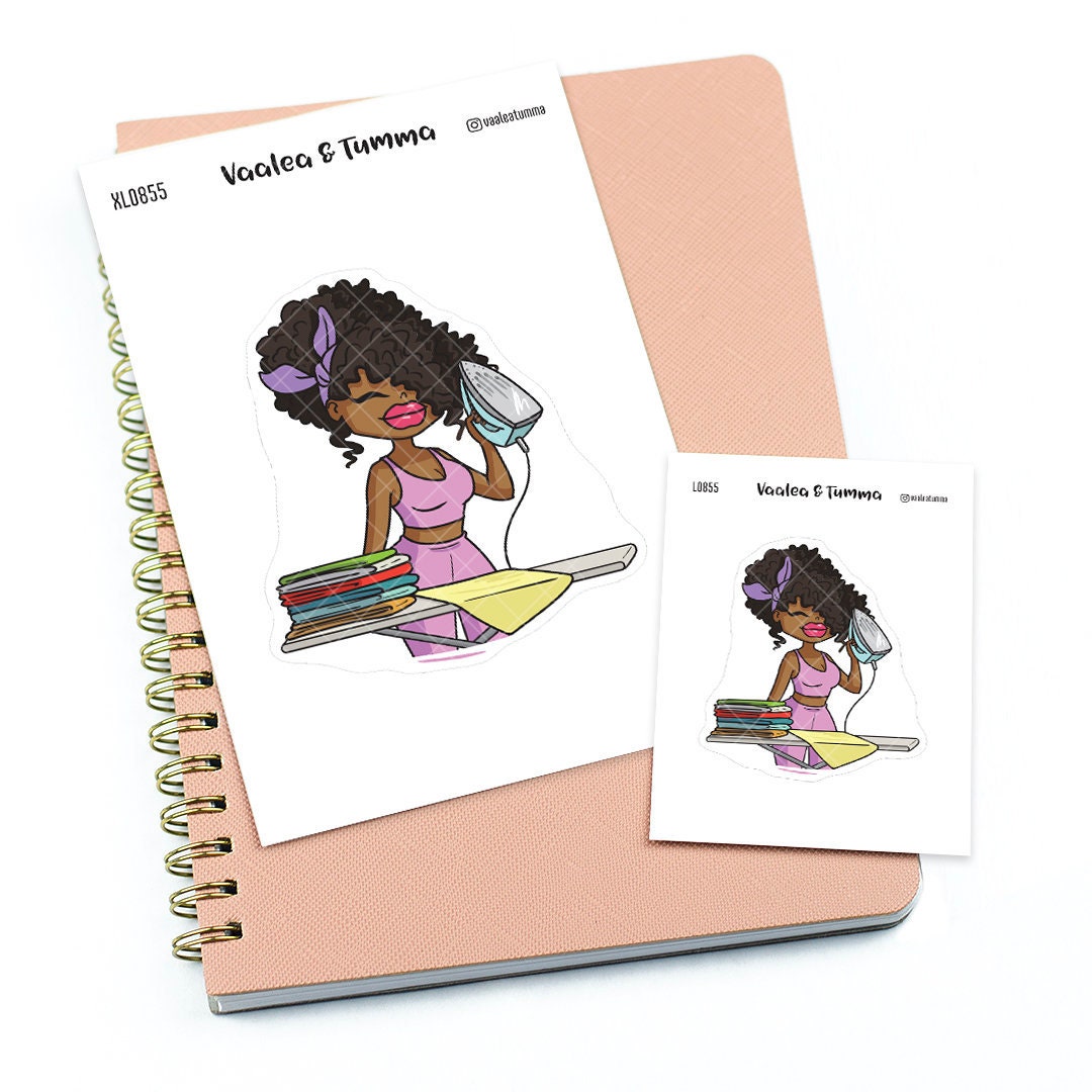 Brown Skin Planner Sticker - Ironing Clothes Nia Sticker - Etsy