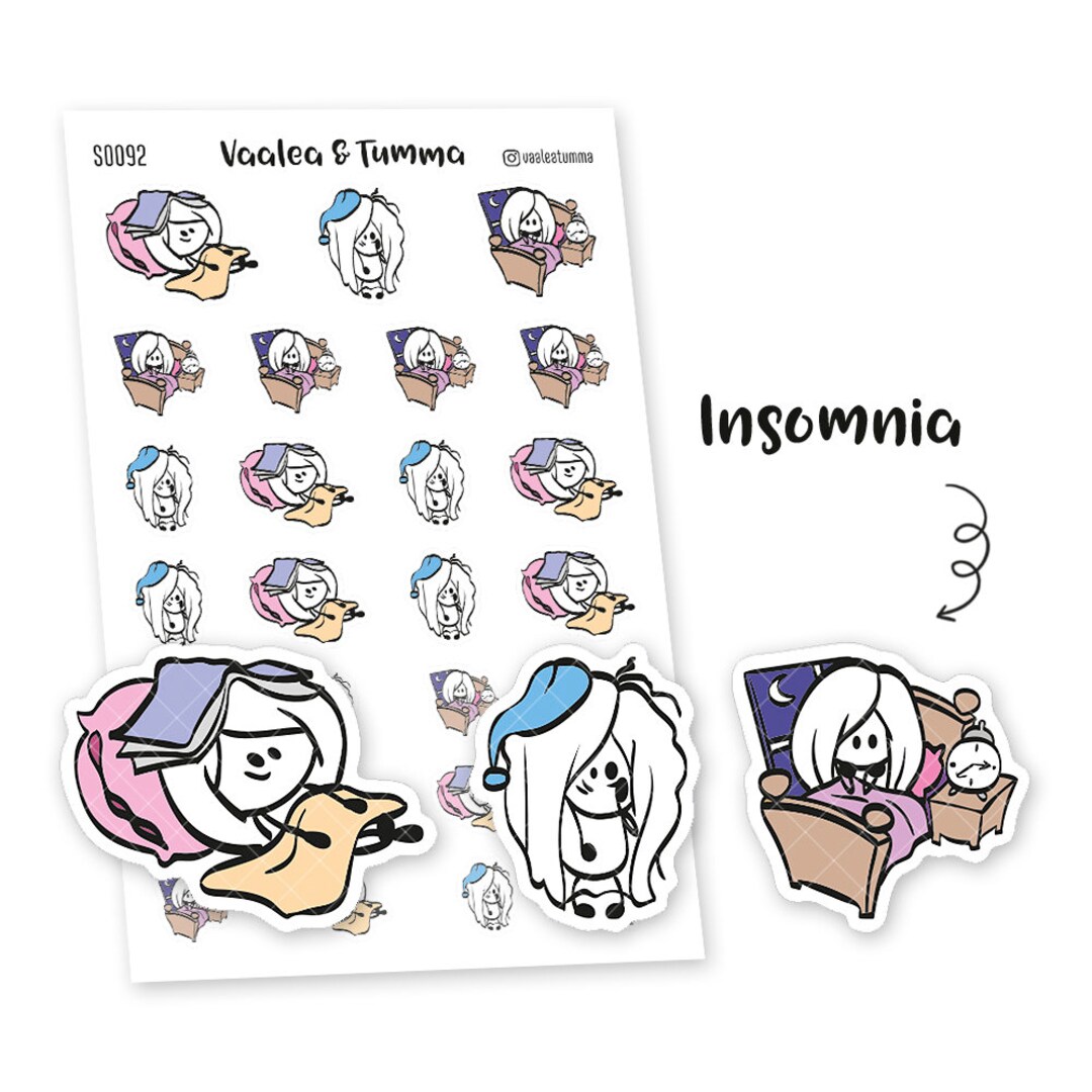 Ensi - Insomnia Planner Stickers, S0092, Sleeping Girl, Sleep in ...