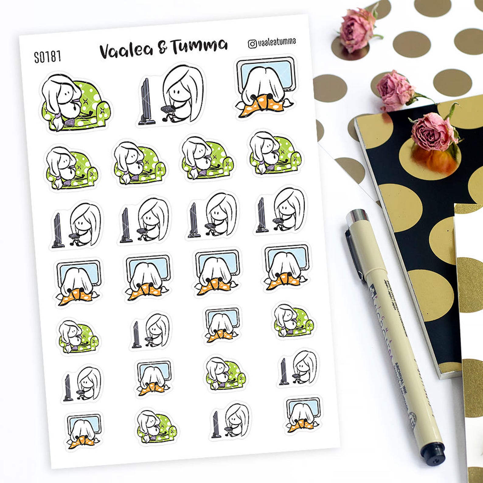 TV Addict Planner Stickers Ensi S0181 TV Stickers Cute | Etsy