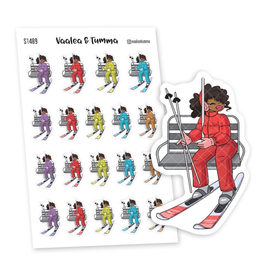 Ski Lift Planner Sticker | Winter Vacation Stickers | Fun Skiing ...