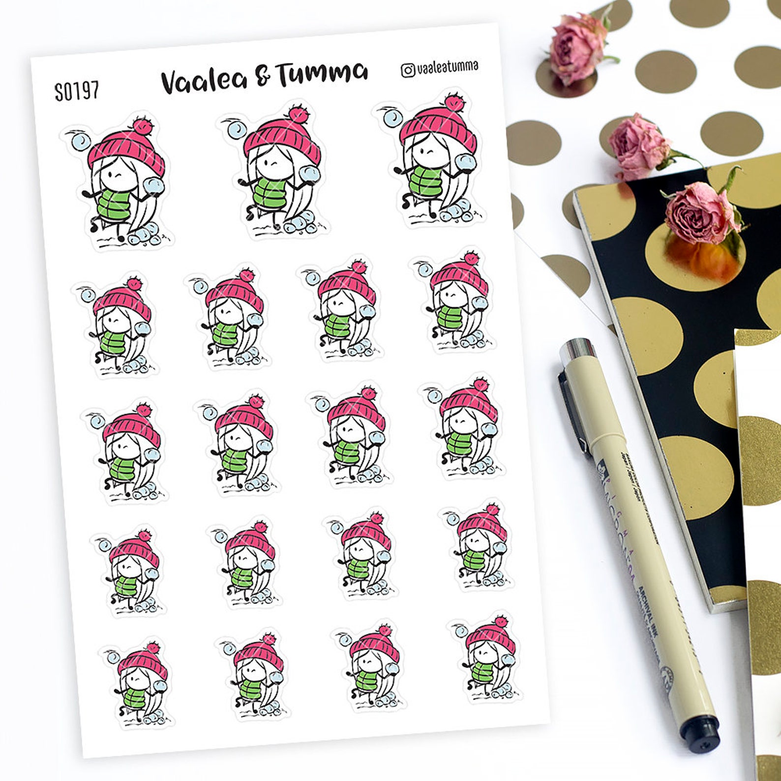 Snowball Fight Planner Stickers Ensi S0197 Winter Planner - Etsy