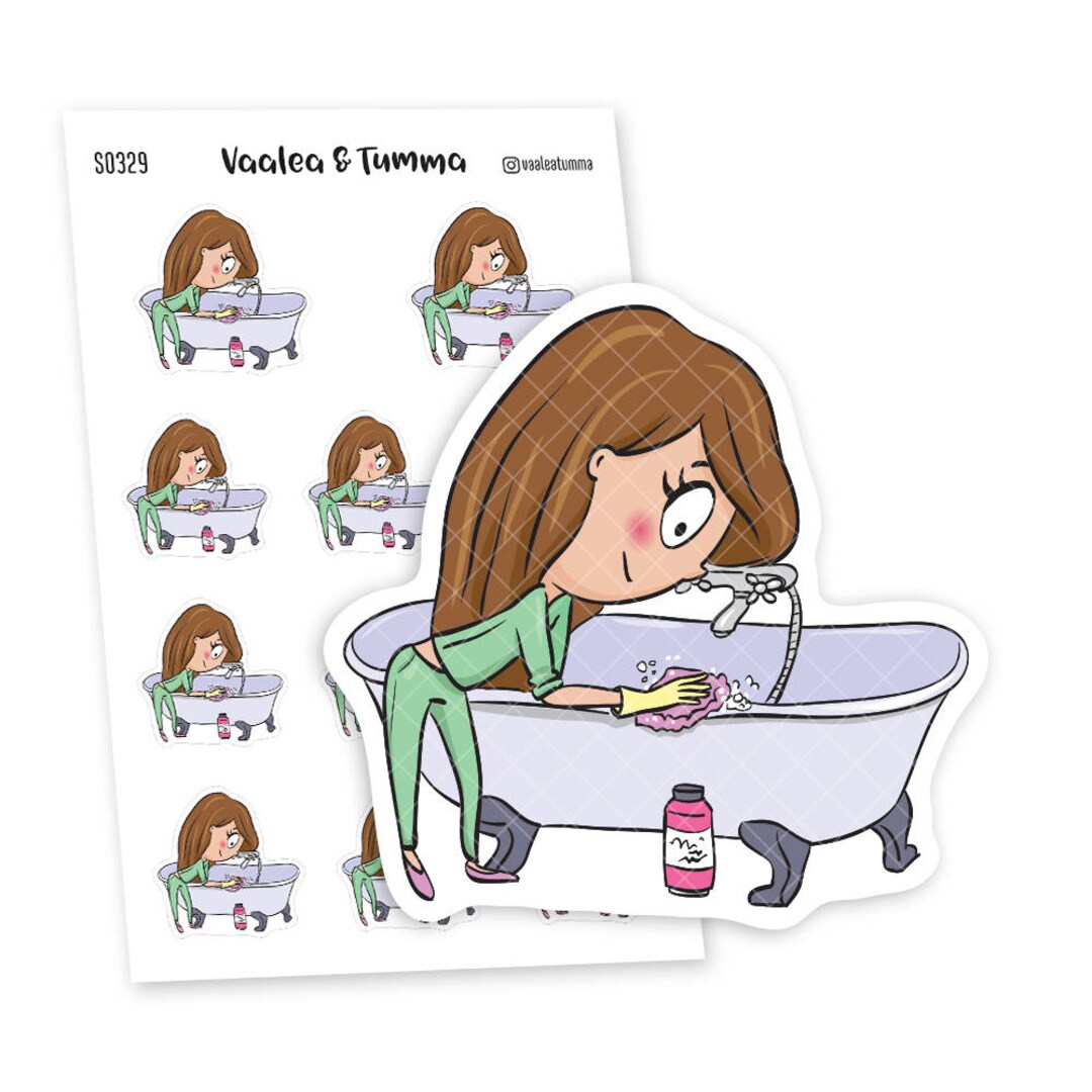 Clean Your Bathroom Planner Stickers, Vaalea - S0328-329, Cleaning - Etsy