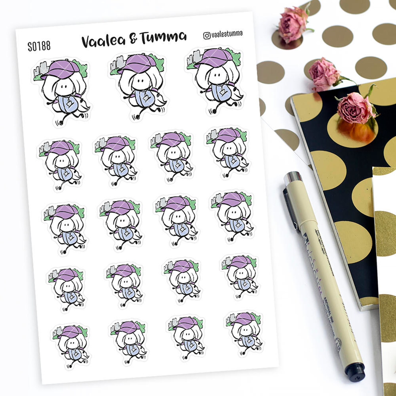 Walking Planner Stickers, Hand-drawn Cute Stickers - Etsy