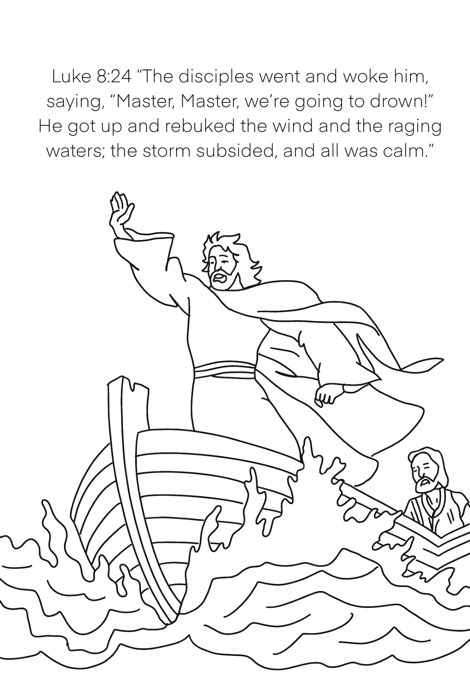 Jesus Calms the Storm Coloring Page - Etsy