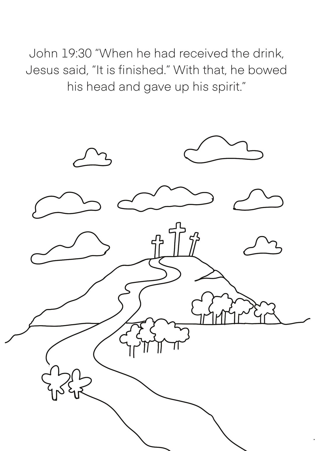 Calvary Coloring Page Etsy