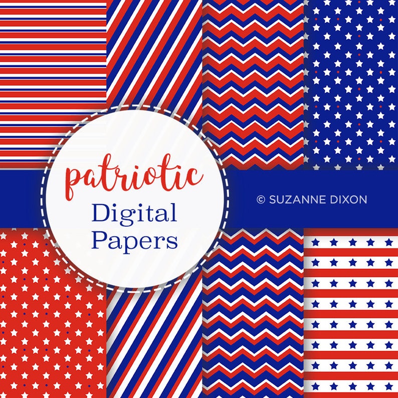 Instant Download • Patriotic PRINTABLE Digital Papers • USA • Stars and ...