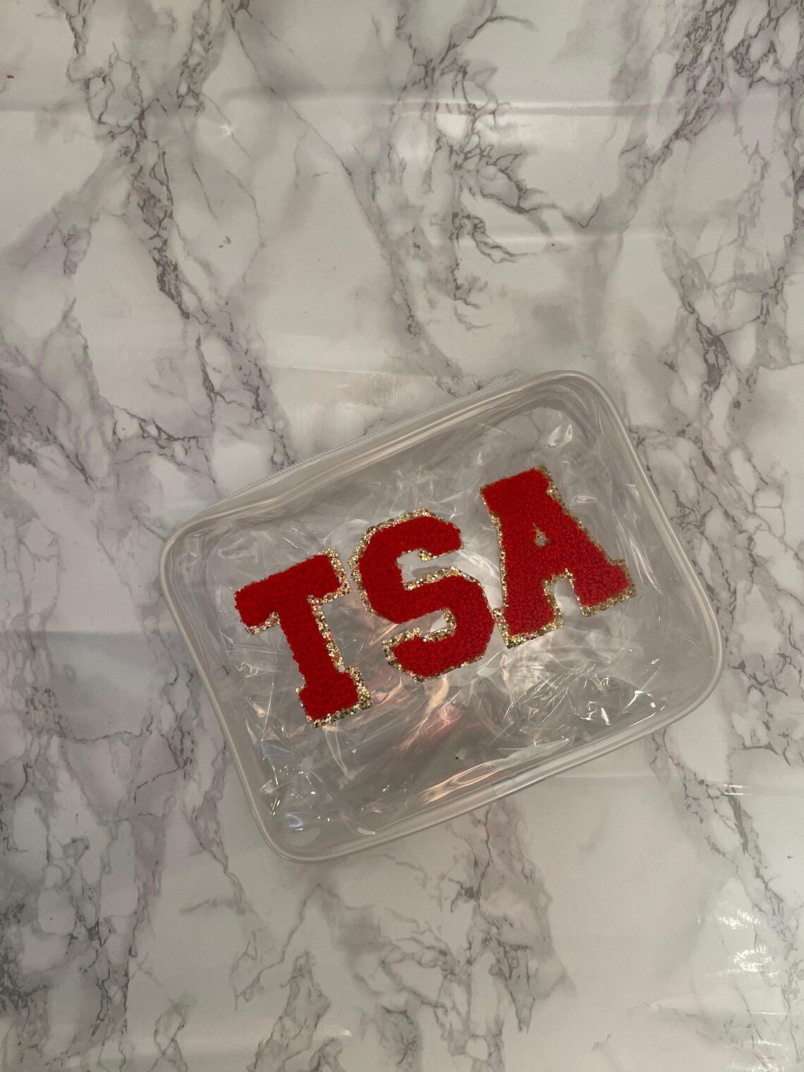 TSA Quart Sized Clear Bag With Varsity Letter Glitter Patches - Etsy
