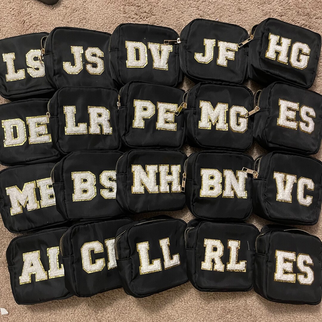 SEWN Small Pouch With Varsity Letter Glitter Patches / Custom Bag ...