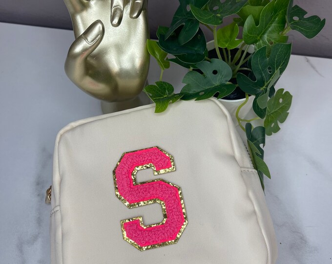 Hot Pink Chenille Letter S Varsity Letter With Gold Glitter /glitter ...