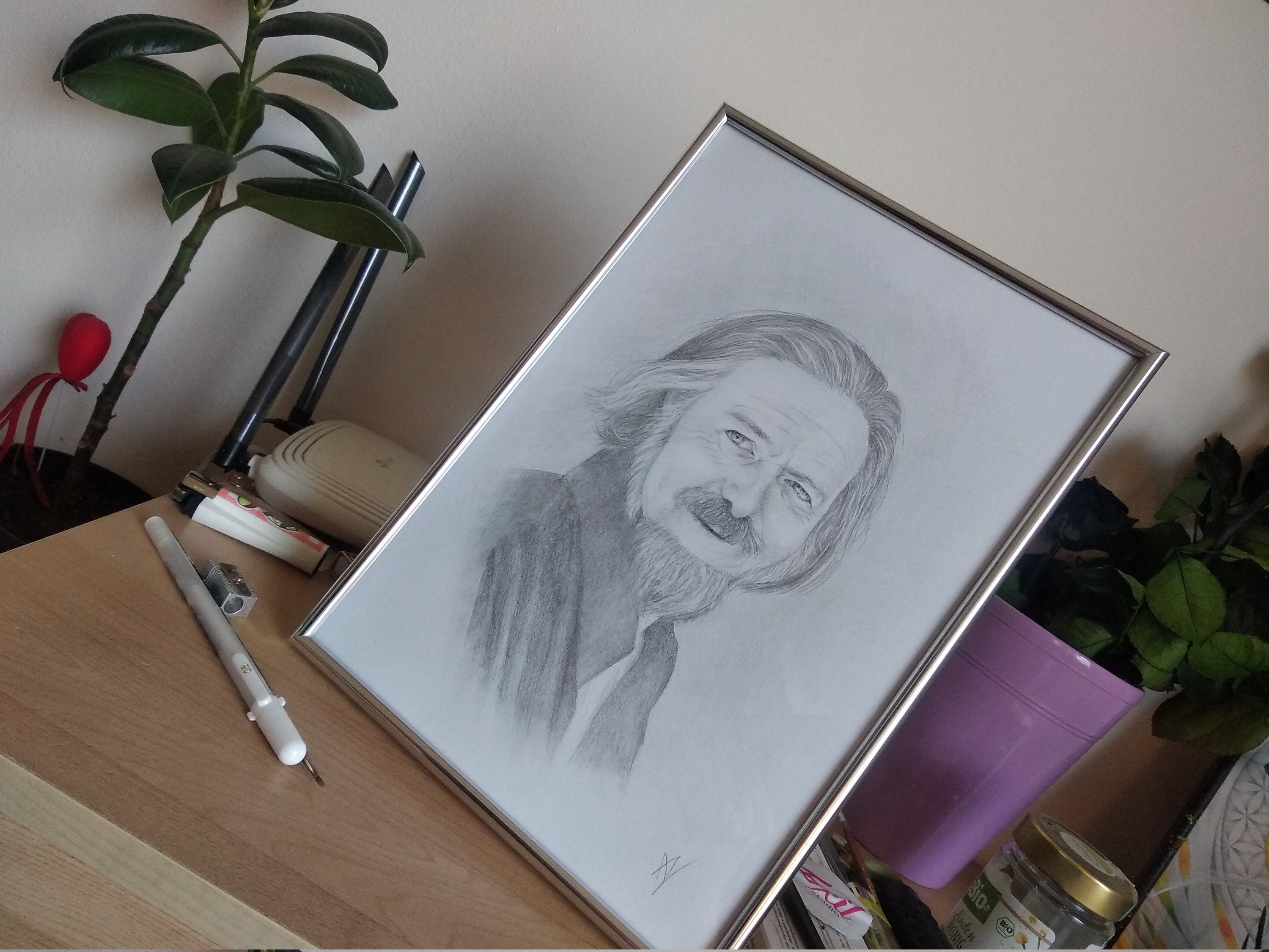 Alan Watts Portrait Graphite Drawing, A4 Size, Framed, Inspirational ...