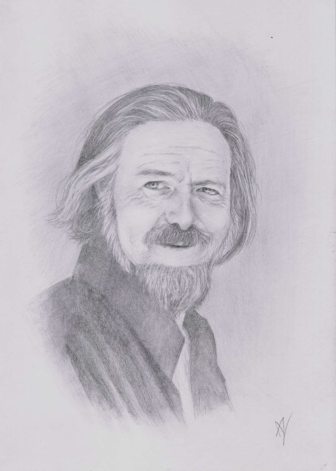 Alan Watts Portrait Graphite Drawing, A4 Size, Framed, Inspirational ...