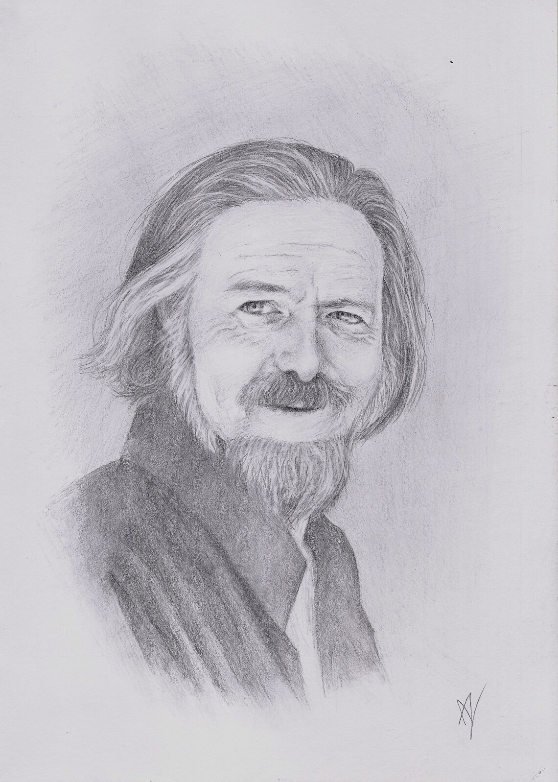 Alan Watts Portrait Graphite Drawing, A4 Size, Framed, Inspirational ...