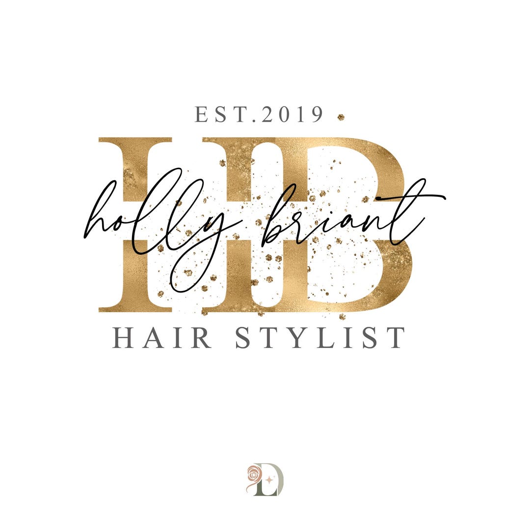 Gold Glitter Initials With Script Font Premade Logo, for Beauty ...