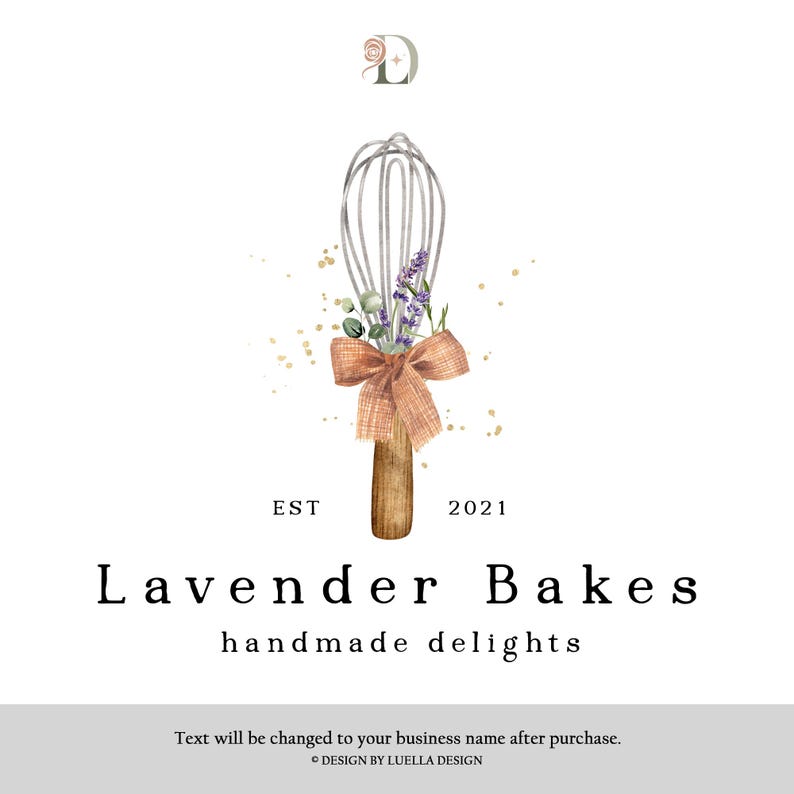 Rustic Whisk With Gold Logo, Premade Logo for Baking, Kitchen, Cooking ...