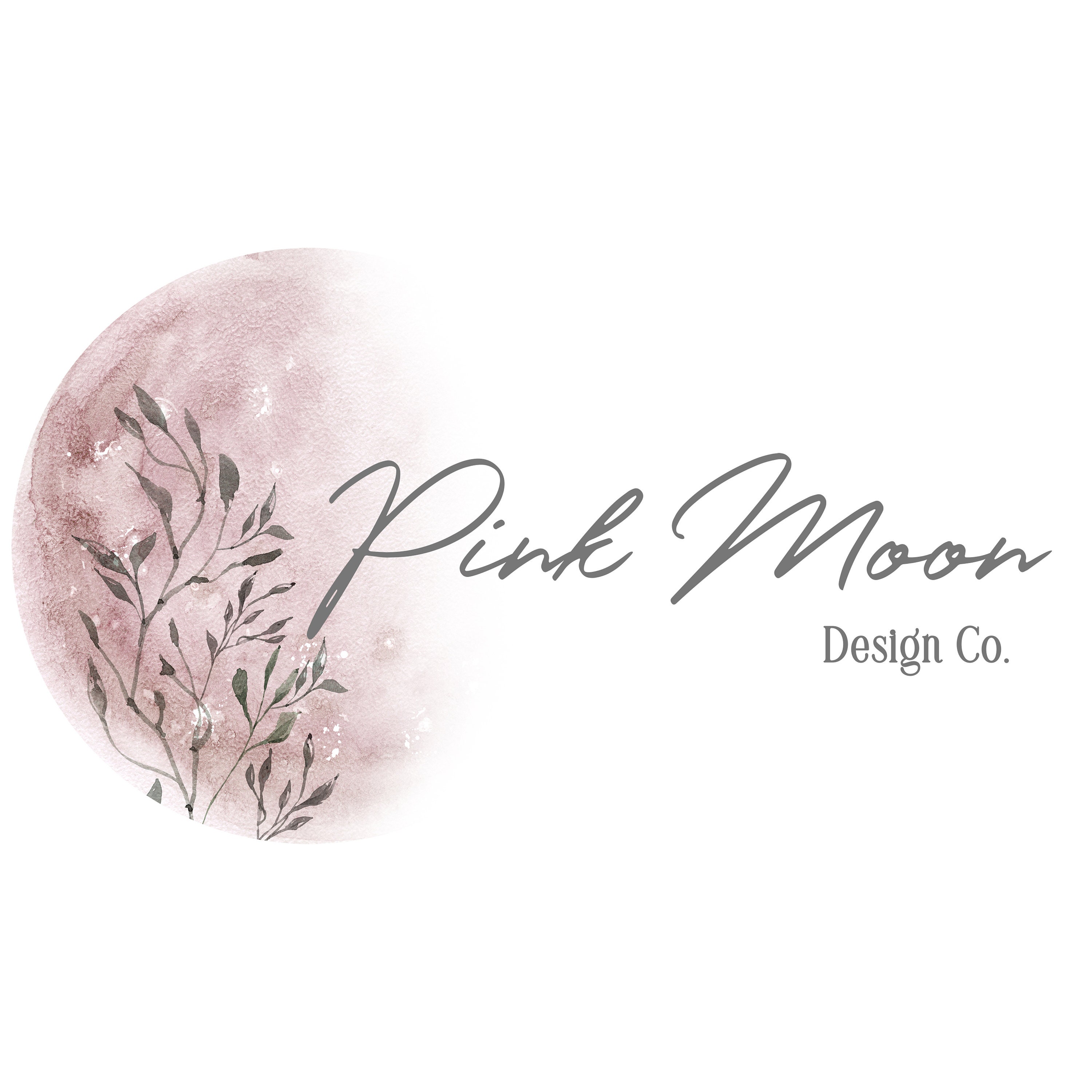 Beautiful Watercolour Moon Logo, Spiritual Premade Design, Floral, Boho ...