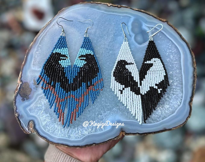 Raven Beaded Earrings - Etsy