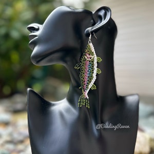 Beaded Fish Earrings, Coho Salmon Beaded Earrings, Rainbow Trout ...