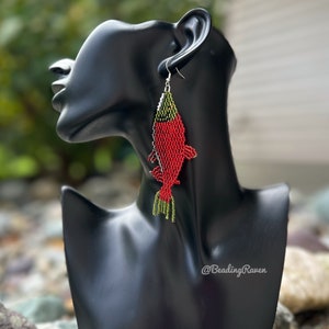 Beaded Fish Earrings, Coho Salmon Beaded Earrings, Rainbow Trout ...