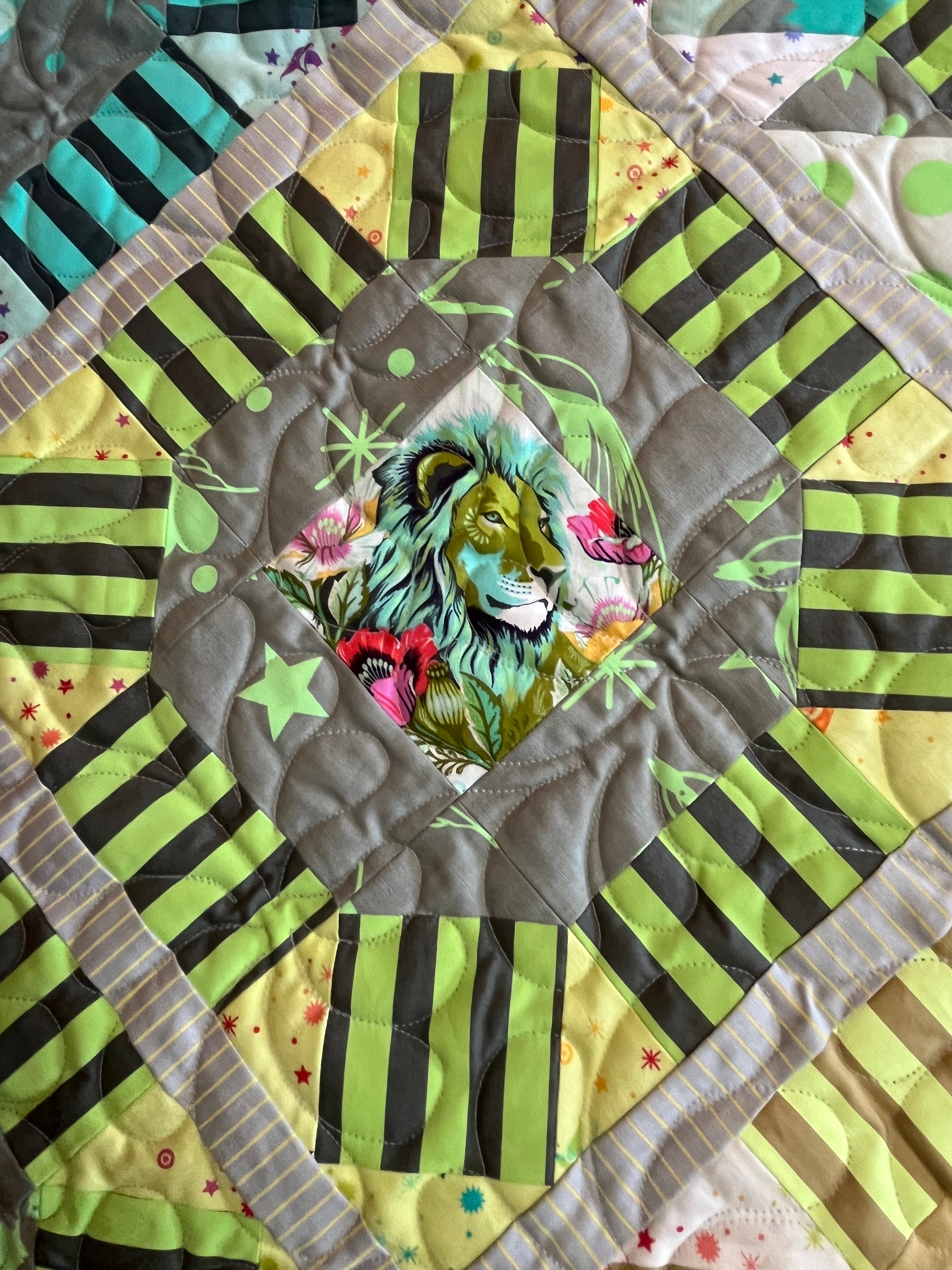 Handmade Quilt - Star Cluster by Tula Pink - Animals Flowers Colorful ...