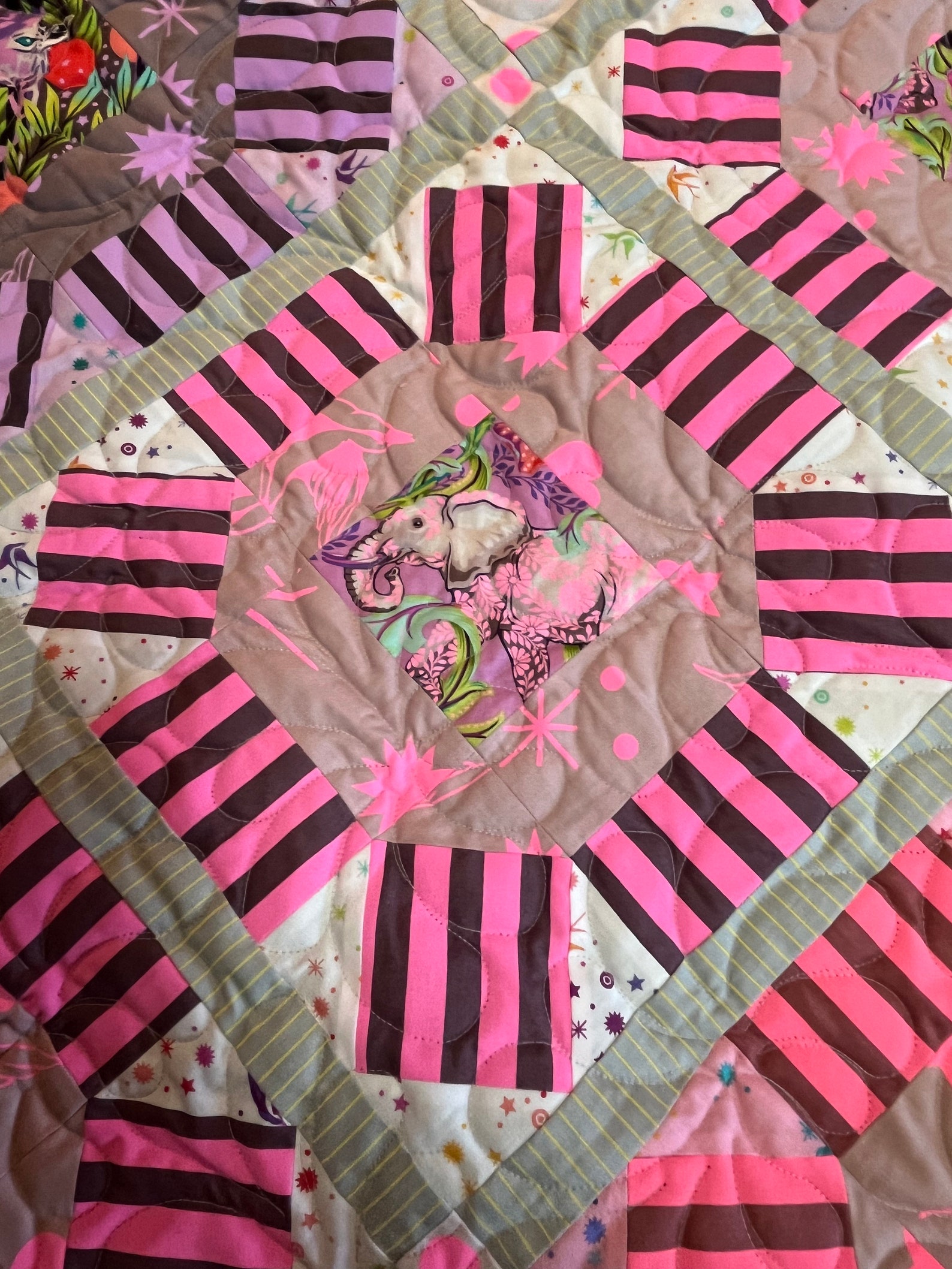 Handmade Quilt - Star Cluster by Tula Pink - Animals Flowers Colorful ...