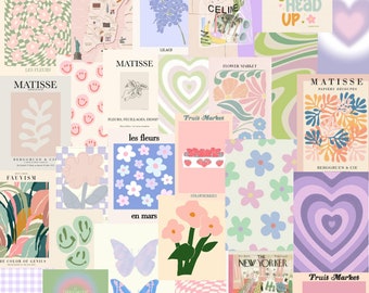 80 PCS Danish Pastel Aesthetic Wall Collage Kit Danish Pastel - Etsy UK