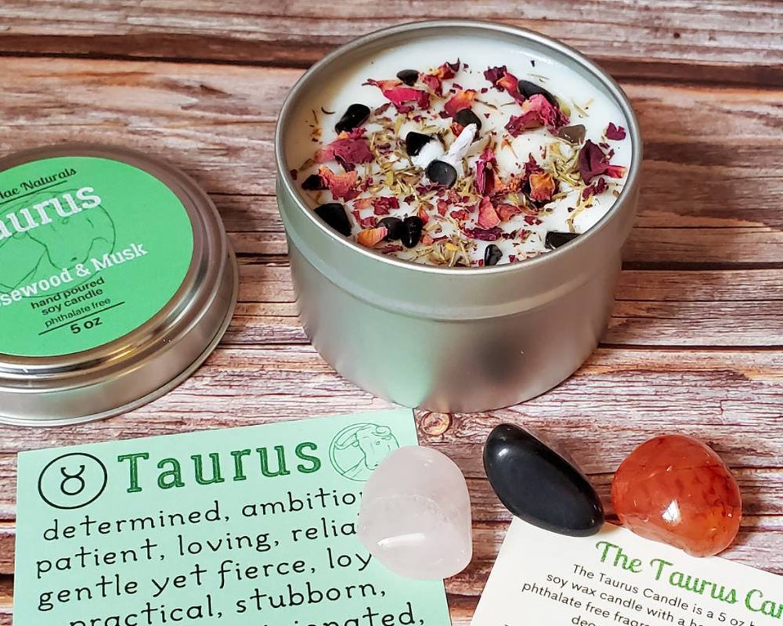 Taurus Gift Set Taurus Candle Taurus Crystals | Etsy