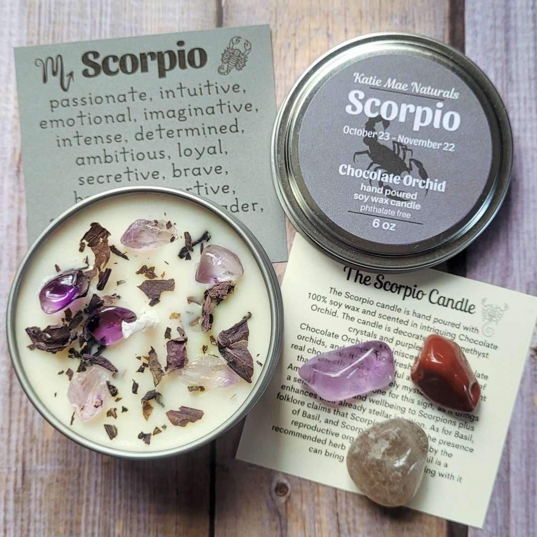 Scorpio Candle Gift Set Scorpio Soy Wax Candle and Crystals - Etsy.de