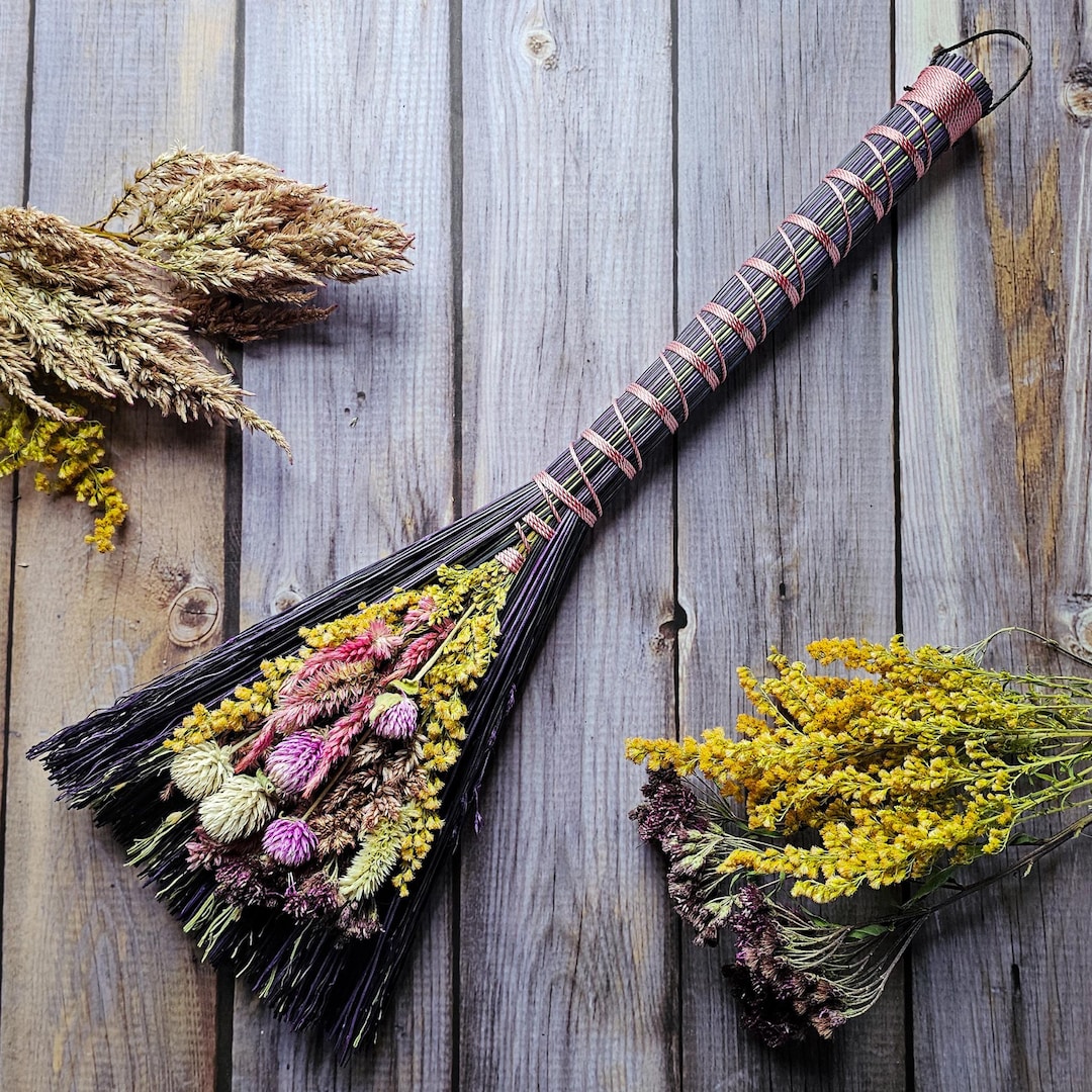 Hawktail Whisk Broom Cottagecore Decorative Hand Broom With Dried Florals Altar Besom - Etsy
