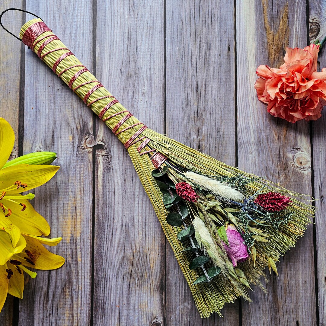 Hawktail Whisk Broom Cottagecore Decorative Hand Broom With Dried Florals Altar Besom - Etsy