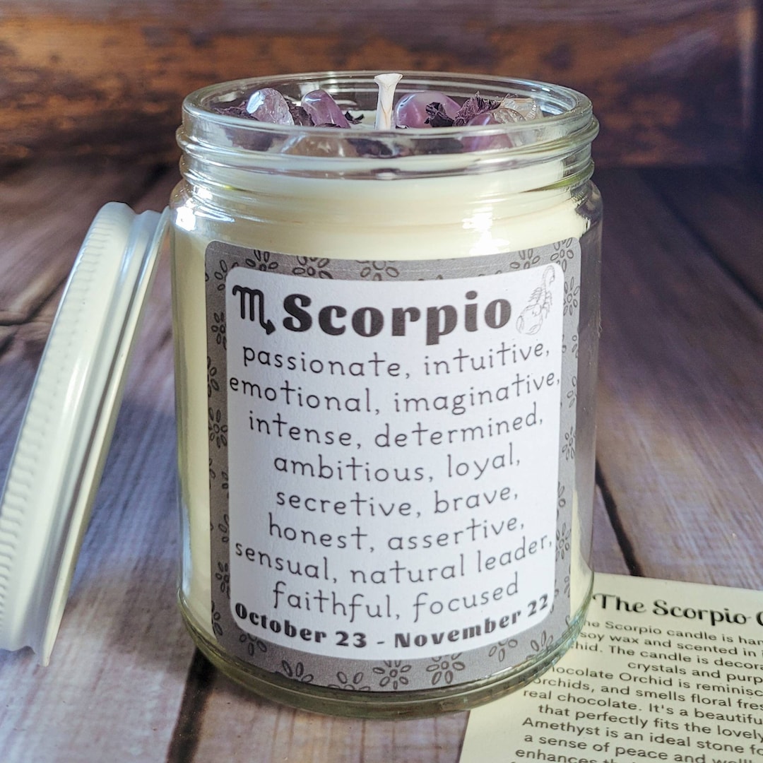 Scorpio Candle | Gift for Scorpio | Scorpio Crystal Candle | Soy Wax ...