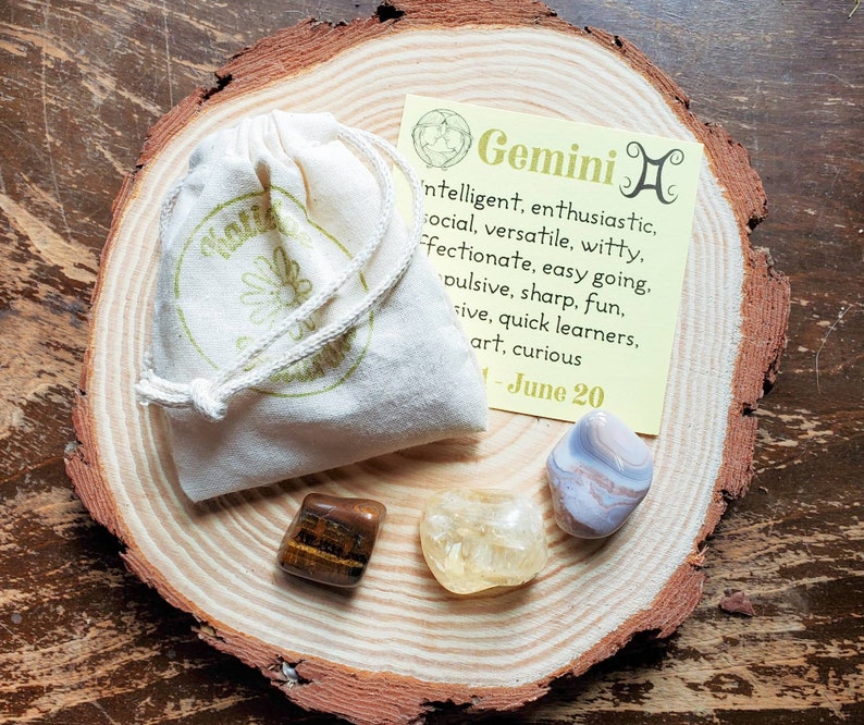 Gemini Gemstone Set Gemini Crystal Set Zodiac Gift for | Etsy